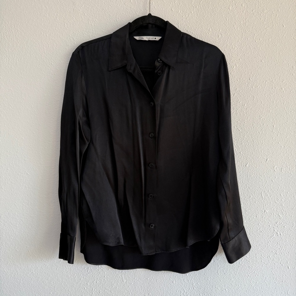 Zara Black Satin Effect Shirt - Gem